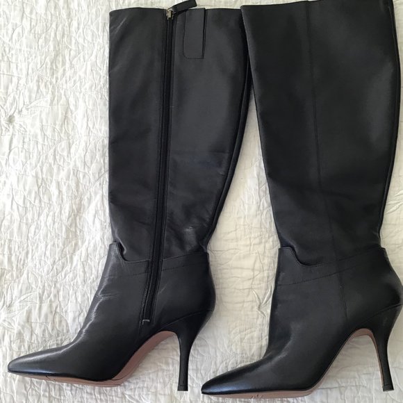 Nine West | Shoes | Nine West Black Leather Zipper Boots Size 9 | Poshmark